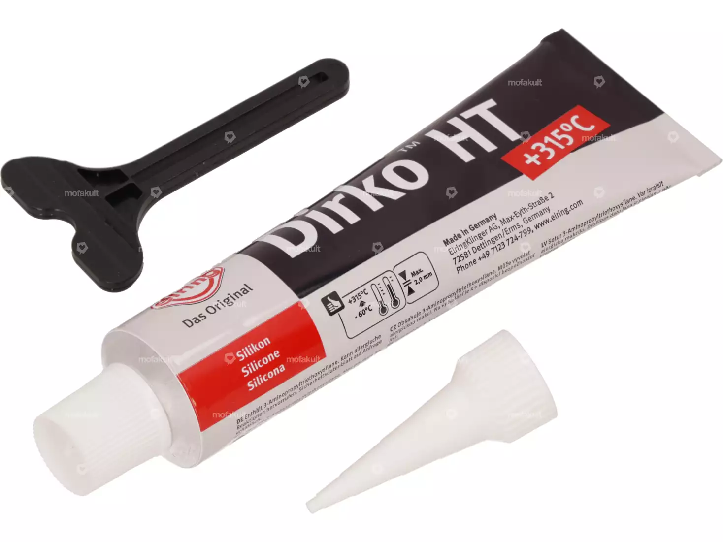 Elring Dirko HT mastic d'étanchéité noir (silicone) 70 ml élasticité ...